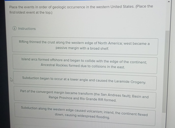 High Quality SOLUTION Place the events in order of geologic occurrence in | Chegg.com
