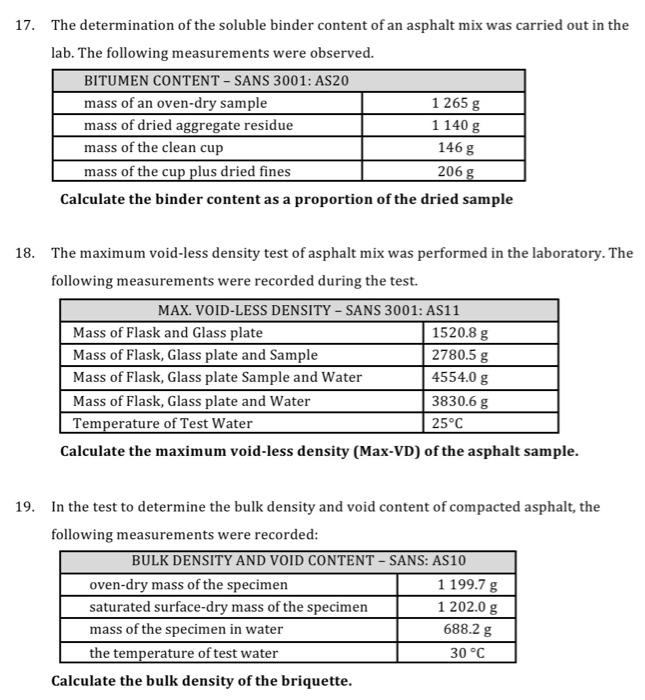 Solved 17. The determination of the soluble binder content | Chegg.com