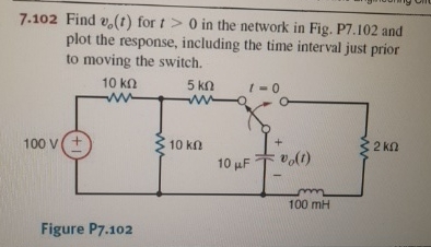 Solved 7.102 ﻿Find vo(t) ﻿for t>0 ﻿in the network in Fig. | Chegg.com