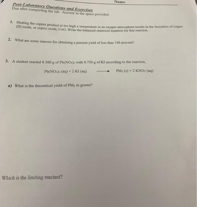 Solved 1. Heating the copper product at too high a | Chegg.com