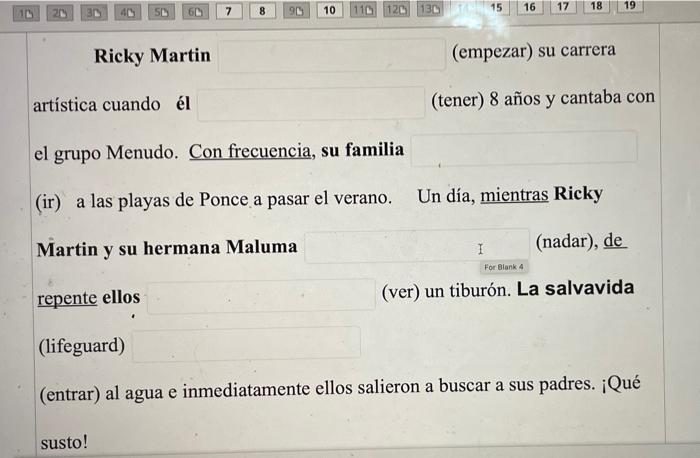 El pretérito y el imperfecto. La juventud de Ricky | Chegg.com