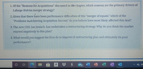 Solved 1. Of the "Reasons for Acquisitions discussed in the | Chegg.com