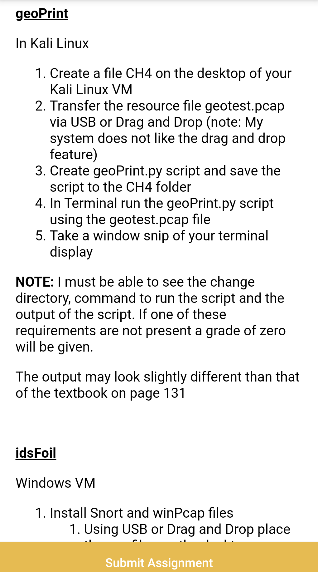 geoPrint In Kali Linux 1. Create a file CH4 on the | Chegg.com