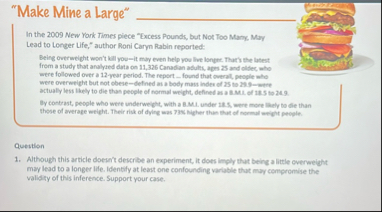 Solved "Make Mine a Large"In the 2009 ﻿New York Times piece | Chegg.com