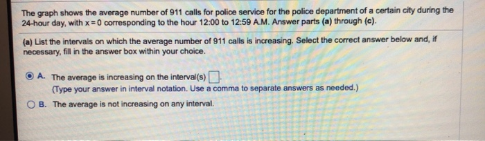 Solved The graph shows the average number of 911 calls for | Chegg.com