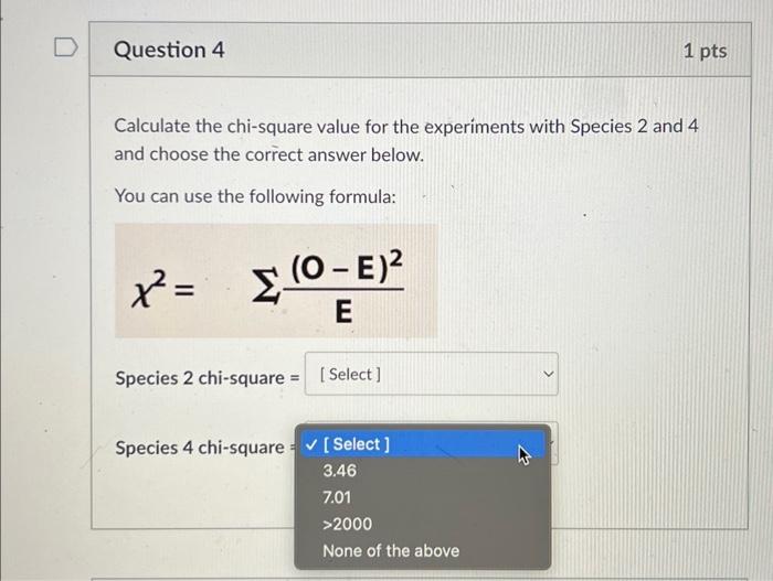 Solved Calculate the chi-square value for the experiments | Chegg.com