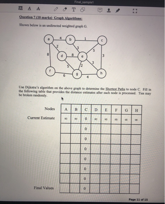 Solved Final_sample1 Z A A O O TO I D : Question 7 (10 | Chegg.com
