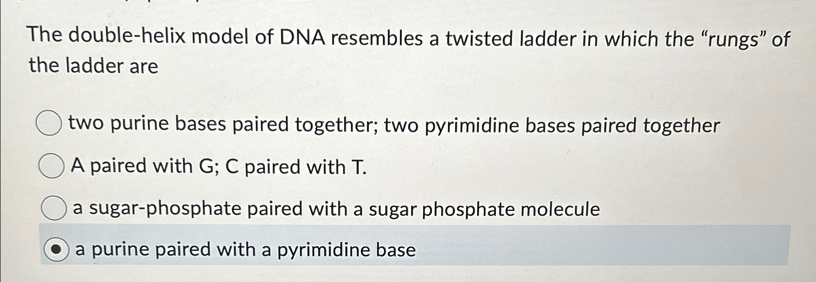 Solved The double-helix model of DNA resembles a twisted | Chegg.com