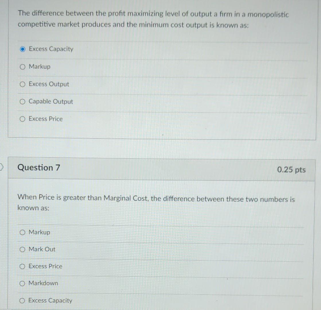 Solved The difference between the profit maximizing level of | Chegg.com