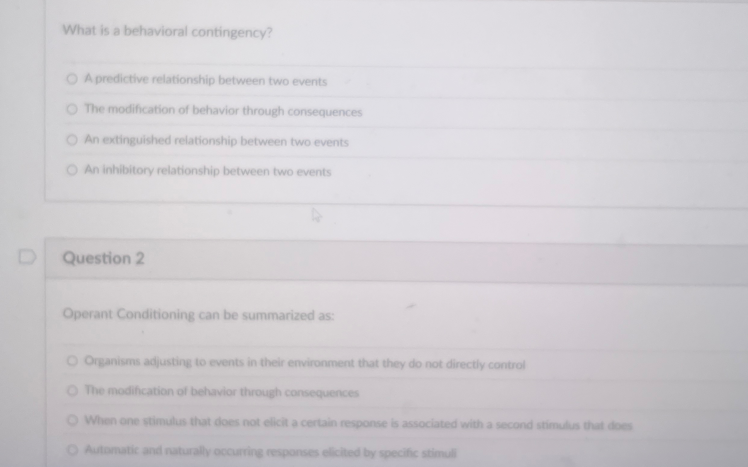 Solved What is a behavioral contingency?A predictive | Chegg.com