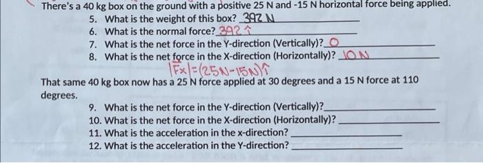 Solved There's a 40 kg box on the ground with a positive 25 | Chegg.com