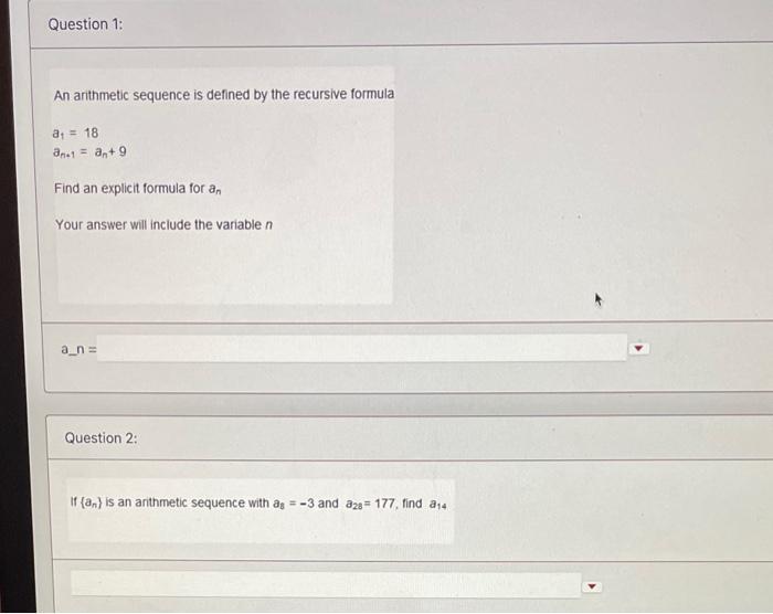 Solved An arithmetic sequence is defined by the recursive | Chegg.com