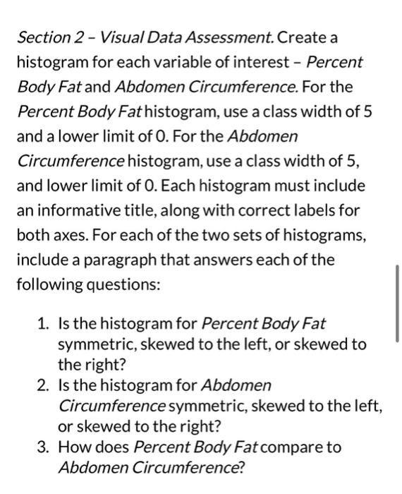 Section 2 - Visual Data Assessment. Create a | Chegg.com