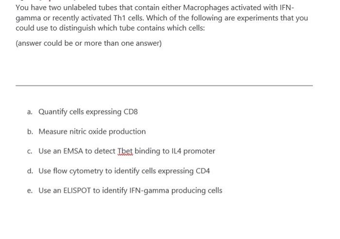 Solved You have two unlabeled tubes that contain either | Chegg.com
