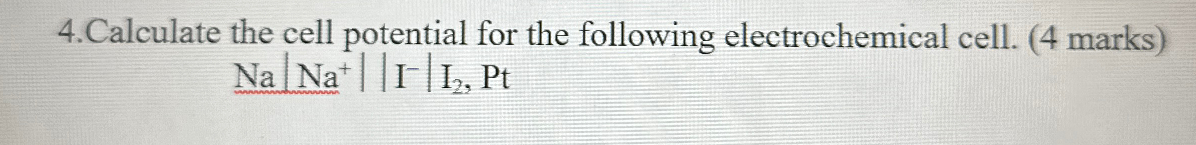 Solved Calculate the cell potential for the following | Chegg.com