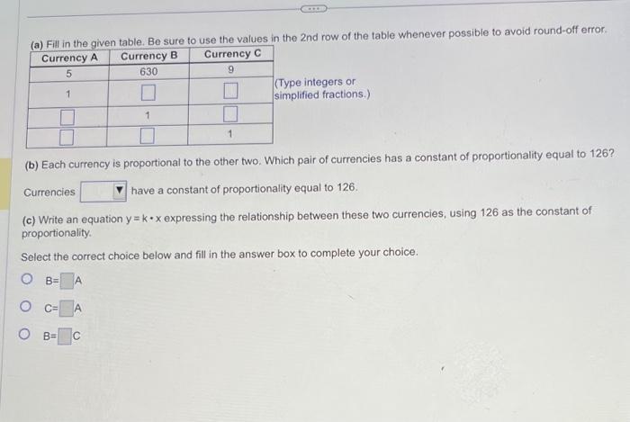 Solved in Eill in the riven table. Be sure to use the values | Chegg.com