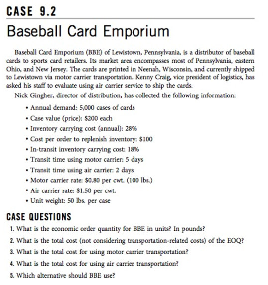 Solved Baseball Card EmporiumBaseball Card Emporium (BBE) | Chegg.com