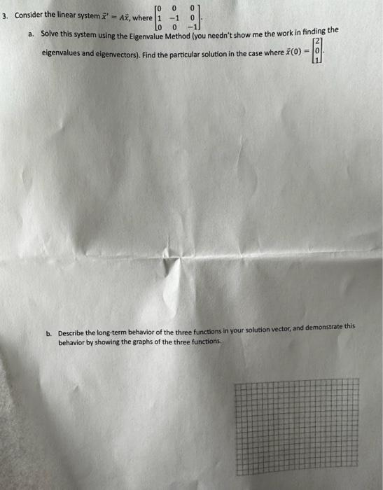 Solved 3. Consider the linear system x′=Ax, where | Chegg.com