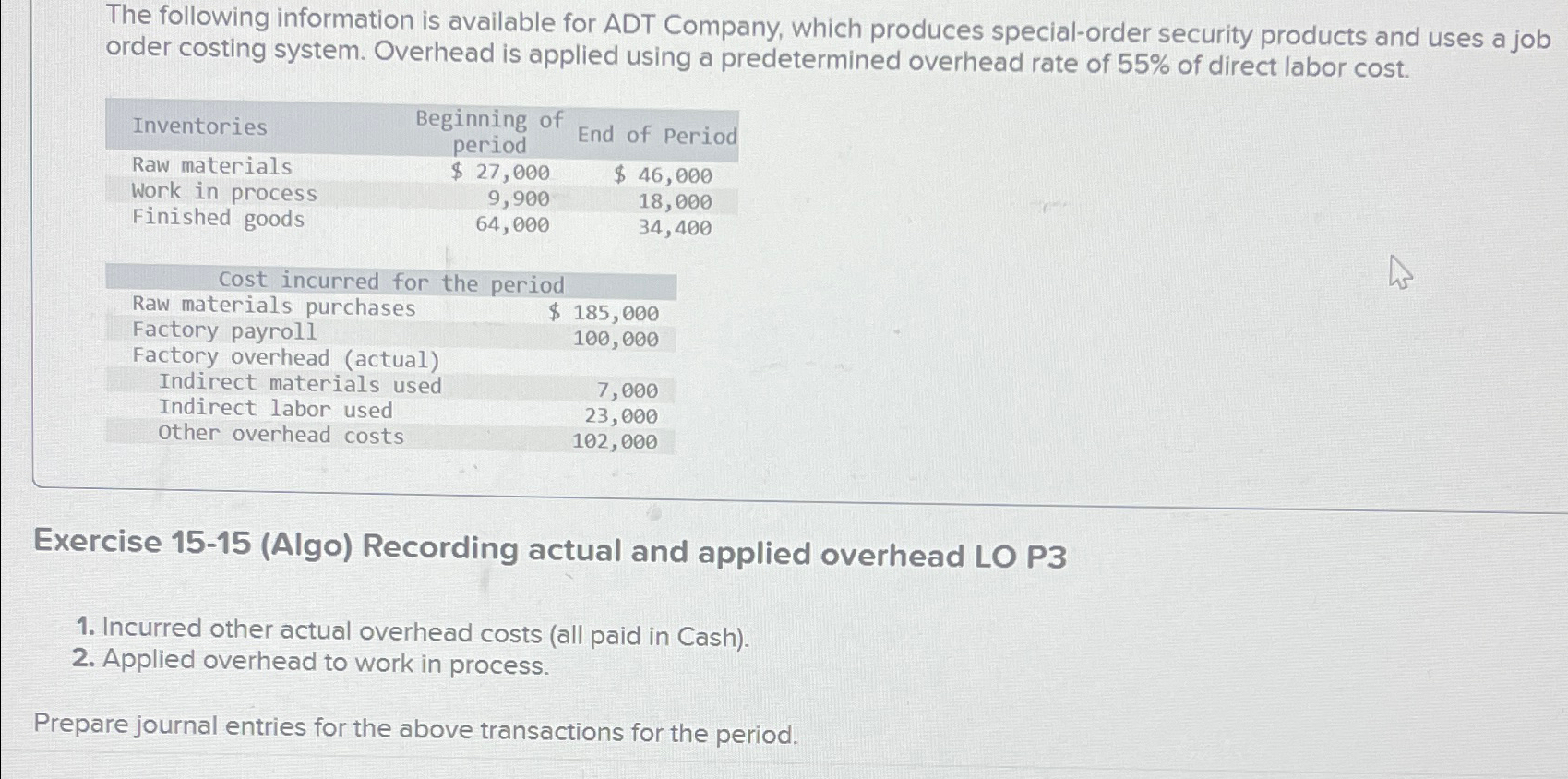 Solved The following information is available for ADT | Chegg.com