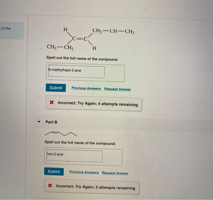 Solved of the H CH2 -CH-CH3 C=C CH3 – CH2 H Spell out the | Chegg.com