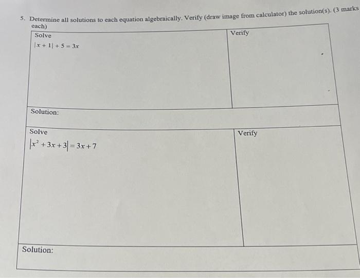 Solved 5. Determine all solutions to each equation | Chegg.com