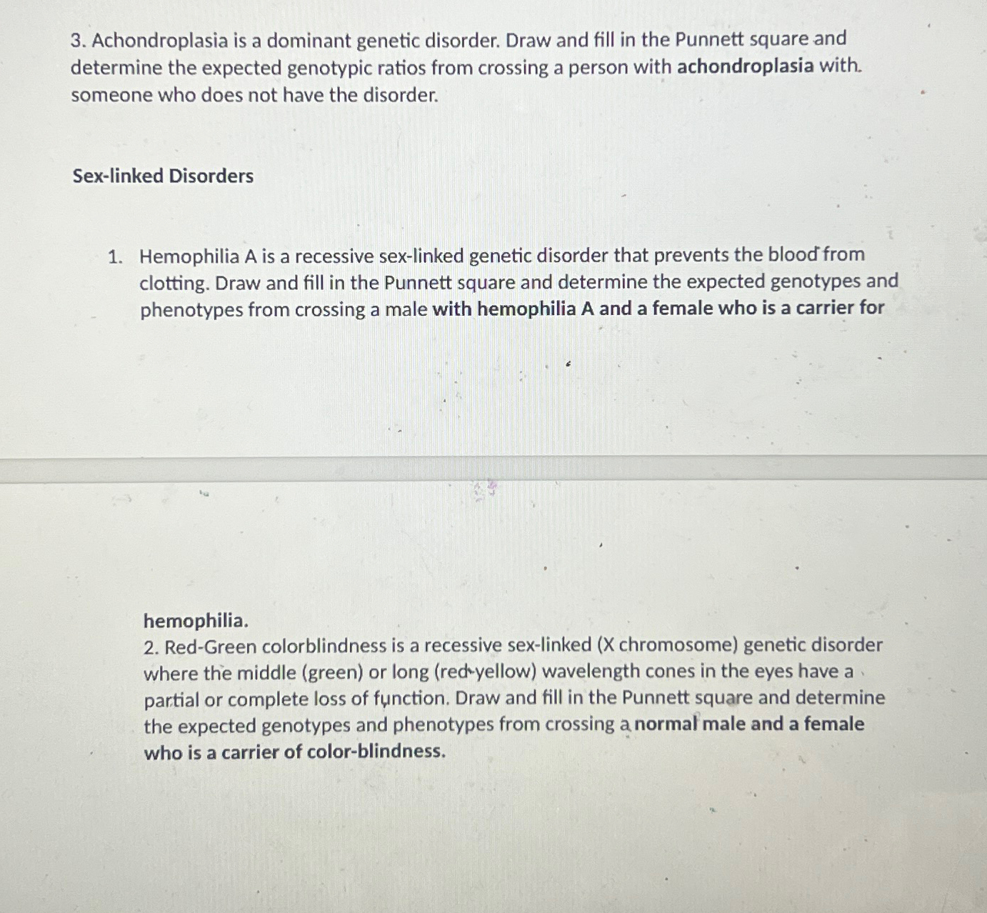 Solved Achondroplasia is a dominant genetic disorder. Draw | Chegg.com