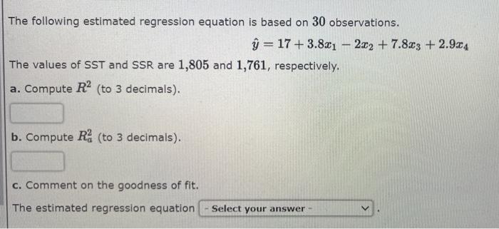 Given are five observations collected in a regression | Chegg.com