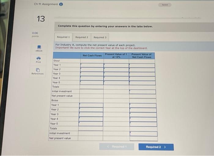 Solved Tableau DA 11-3 (Algo): Mini-Case, Net present value | Chegg.com