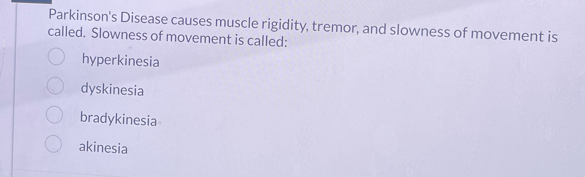 Solved Parkinson's Disease causes muscle rigidity, tremor, | Chegg.com