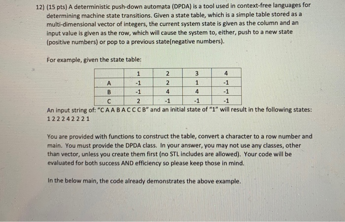 12 15 Pts A Deterministic Push Down Automata 