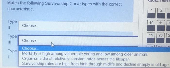 Solved Match the following Survivorship Curve types with the | Chegg.com