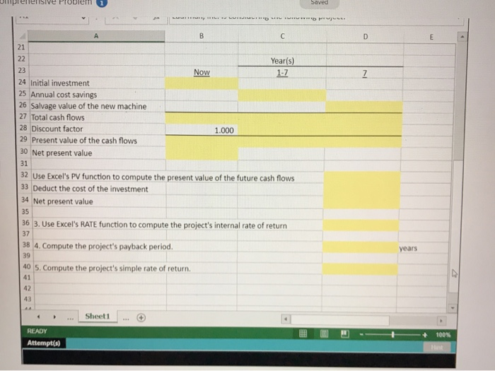 Solved All yellow cells must be filled with formulas. Tax | Chegg.com