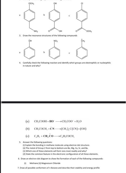 Solved 3. Draw the resonance structures of the following | Chegg.com