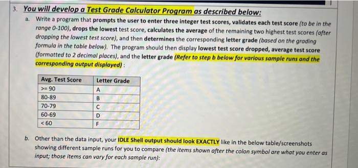 Solved You will develop a Test Grade Calculator Program as | Chegg.com
