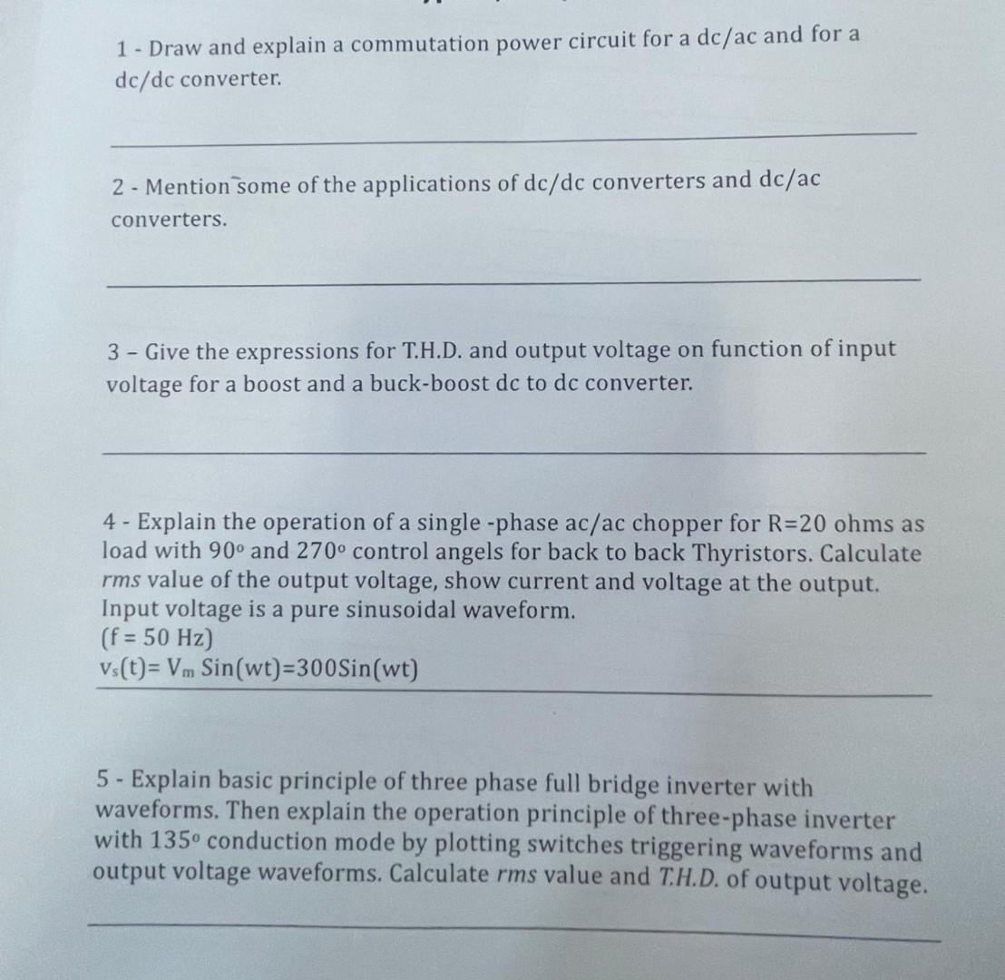Solved 1 - Draw and explain a commutation power circuit for | Chegg.com