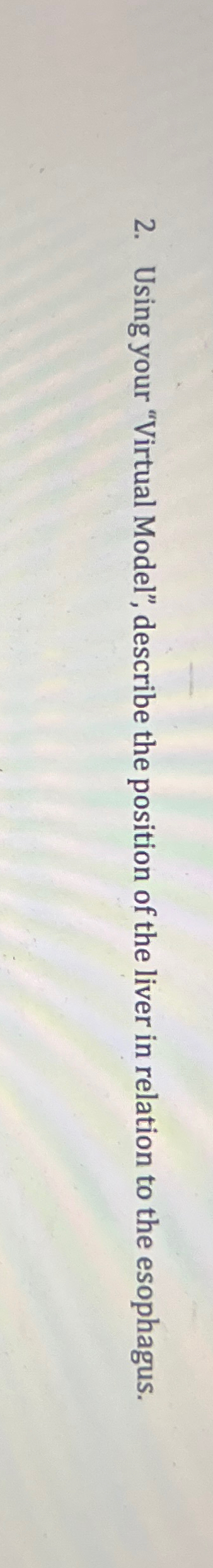 Solved Using your "Virtual Model", describe the position of | Chegg.com
