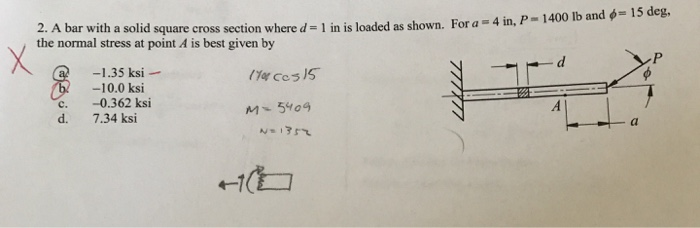 Solved 2. A bar with a solid square cross section where d= 1 | Chegg.com