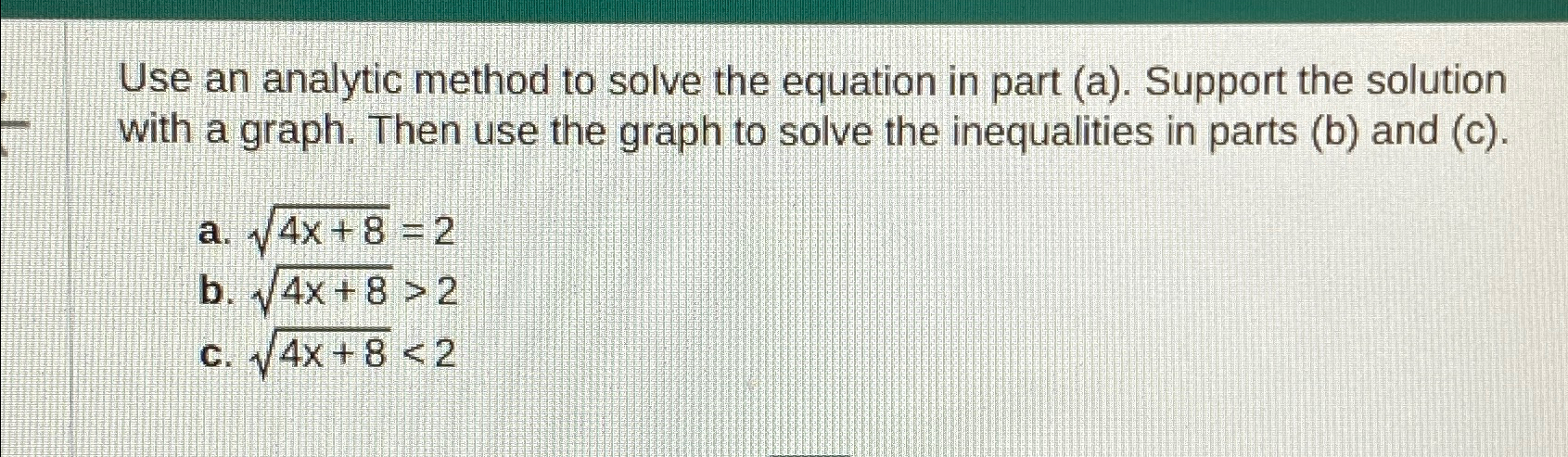 Solved Use an analytic method to solve the equation in part | Chegg.com