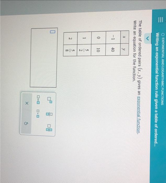 Solved The table of ordered pairs (x,y) gives an exponential | Chegg.com