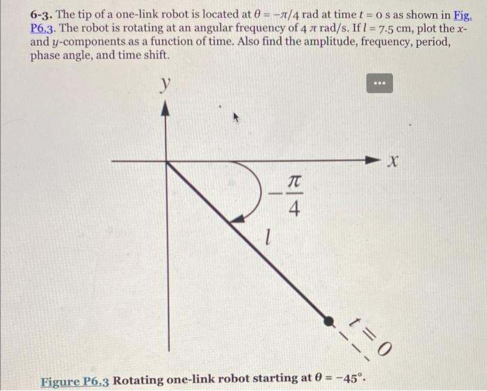 Solved 6-3. The tip of a one-link robot is located at | Chegg.com