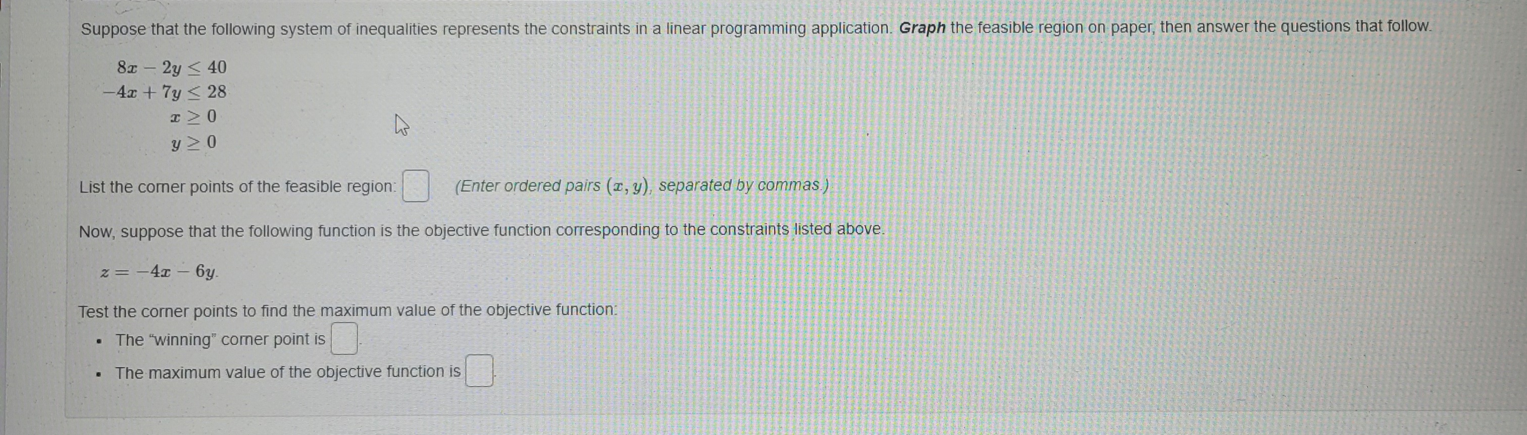 Solved Suppose that the following system of inequalities | Chegg.com