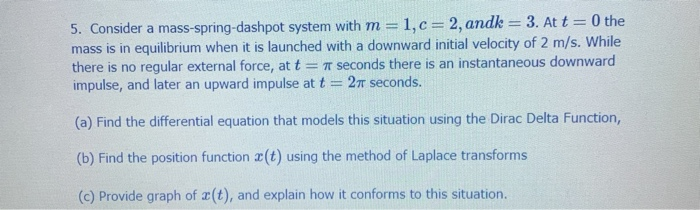 Solved 5. Consider a mass-spring-dashpot system with m = | Chegg.com
