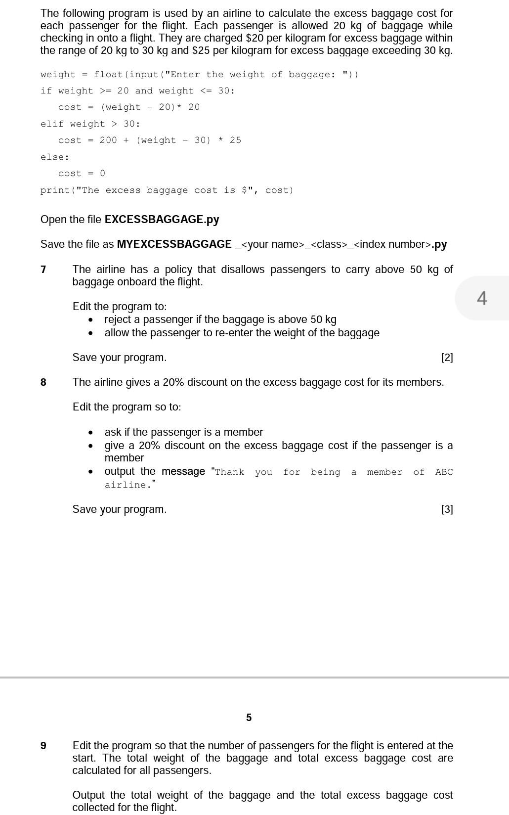 Solved The following program is used by an airline to | Chegg.com