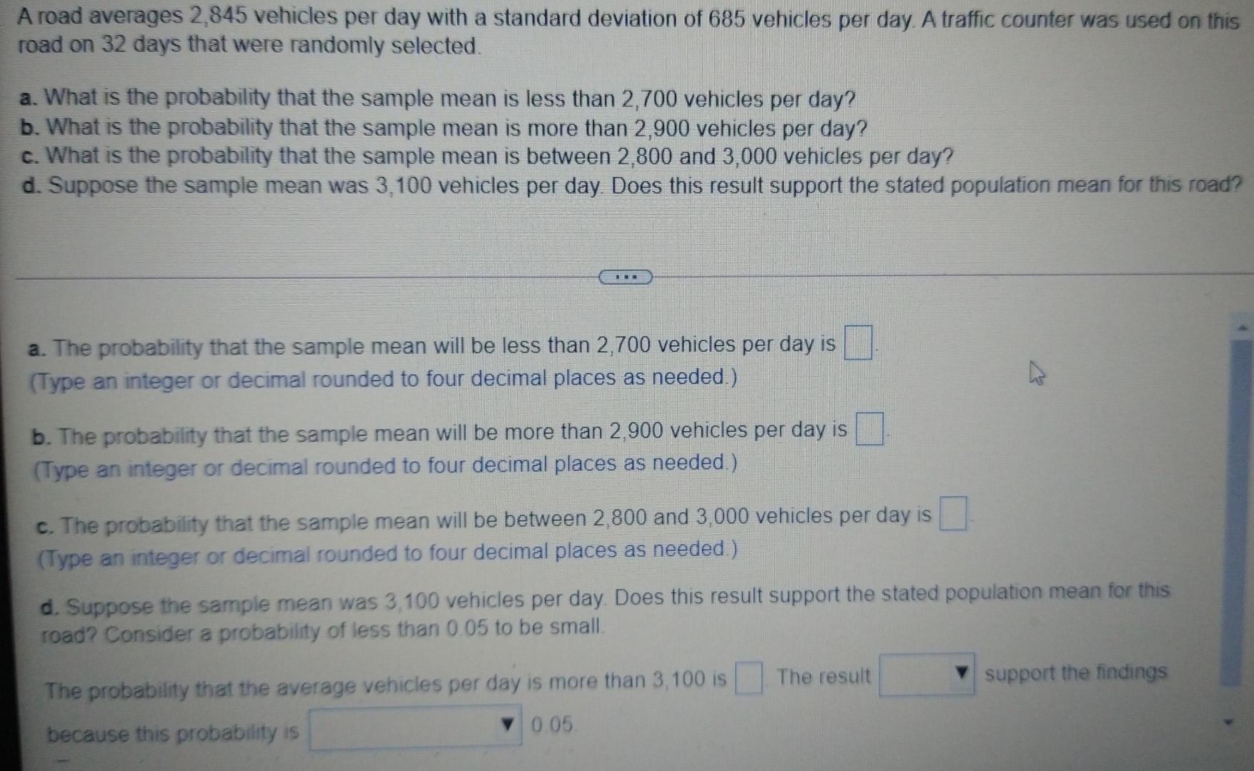 Solved A road averages 2,845 vehicles per day with a | Chegg.com