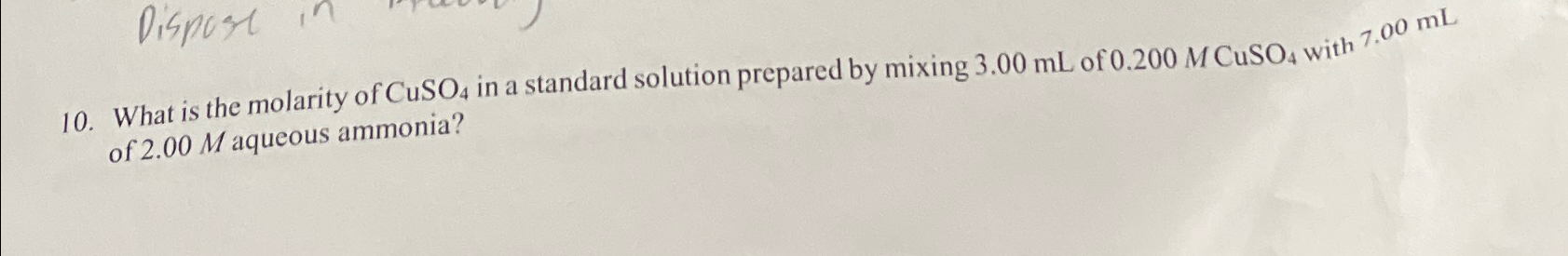 Solved What is the molarity of CuSO4 ﻿in a standard solution | Chegg.com