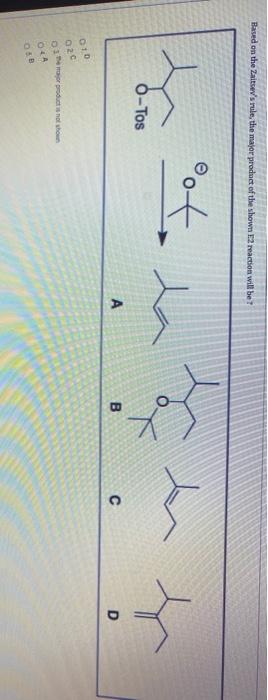 Solved Based on the Zaitsev's rule, the major product of the | Chegg.com