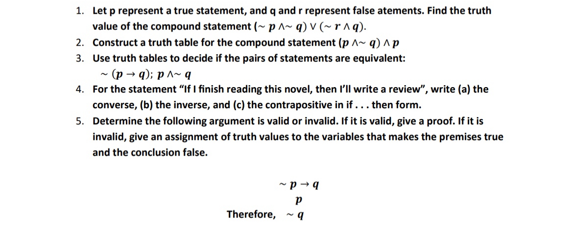 Solved Let p ﻿represent a true statement, and q ﻿and r | Chegg.com