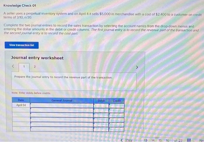 Solved Prepare the journal entry to record the revenue part | Chegg.com