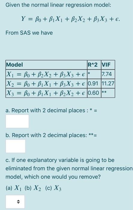 Solved Given the normal linear regression model: Y = Bo + | Chegg.com