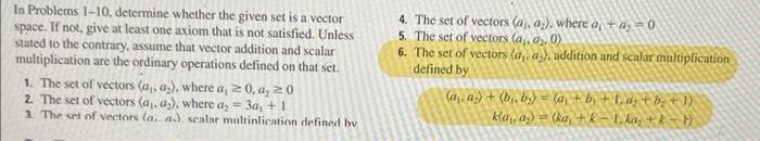 Solved In Problems 1-10, determine whether the given set is | Chegg.com